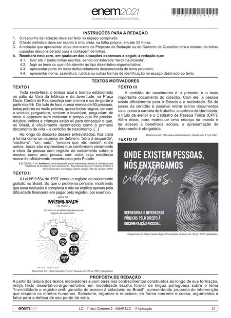 REDAÇÃO EM REDE TEMA Texto moditvador do ENEM Invisibilidade e registro civil garantia