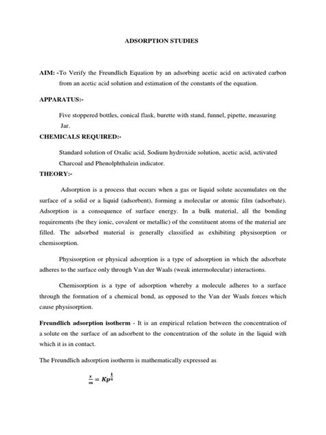 Lab Experiment Adsorption Download Free Pdf Adsorption Chemical Product Engineering