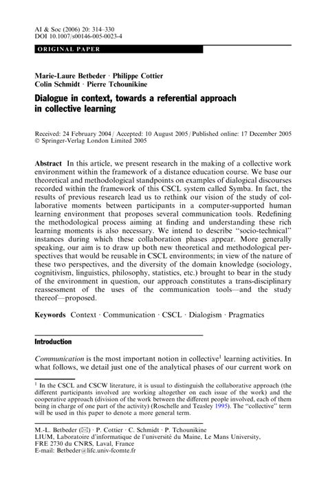 pdf dialogue in context towards a referential approach in collective