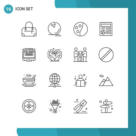 16 Thematic Vector Outlines And Editable Symbols Of Web Marketing Hair Therapy Conversion Globe