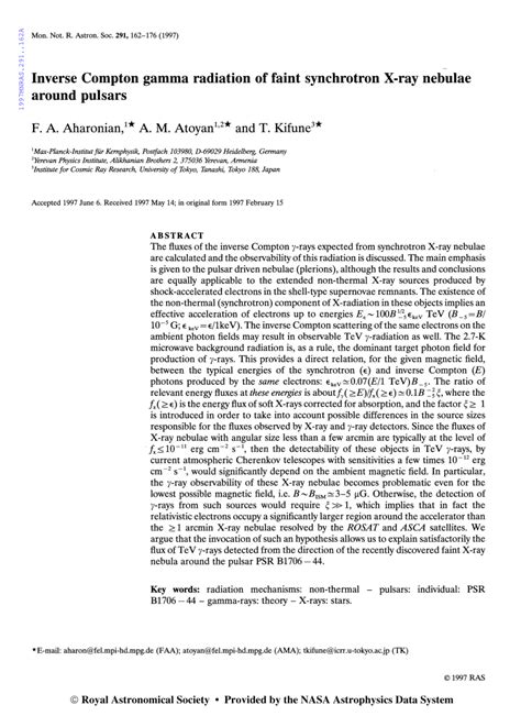 Pdf Inverse Compton Gamma Radiation Of Faint Synchrotron X Ray Nebulae Around Pulsars