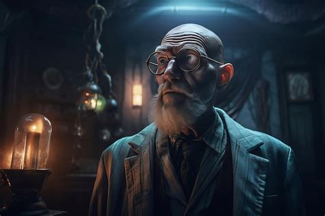 Premium Photo Amazing Portrait Of Ancient Professor In Laboratory