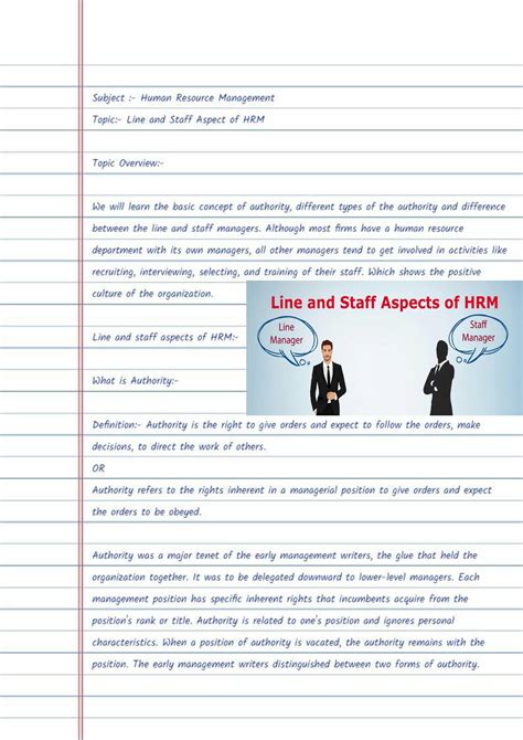 Solution Line And Staff Aspect Of Hrm Human Resource Management