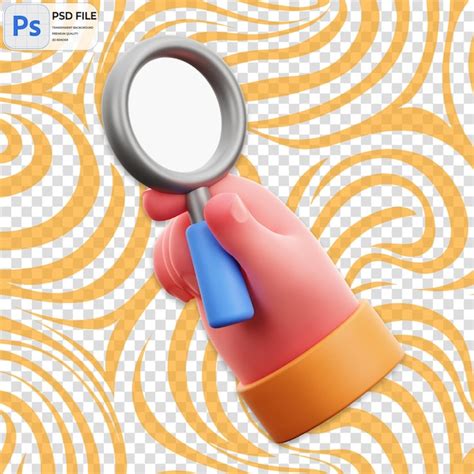 Pesquisa em 3d render icon isolado png ilustração psd template PSD