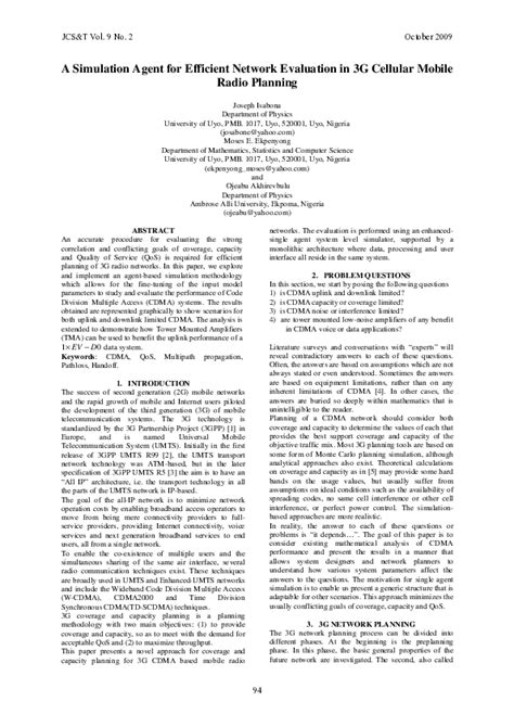 Pdf A Simulation Agent For Efficient Network Evaluation In 3g Cellular Mobile Radio Planning