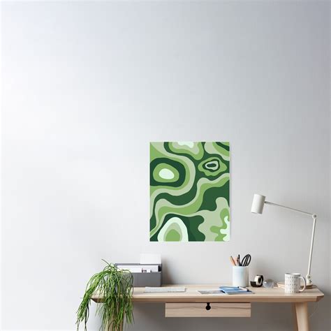 Sage Green Swirl Blobs Poster For Sale By Cadinera Redbubble