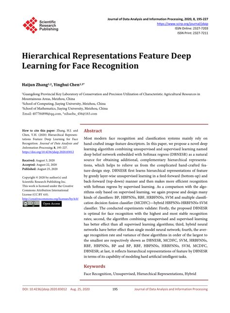 Pdf Hierarchical Representations Feature Deep Learning For Face
