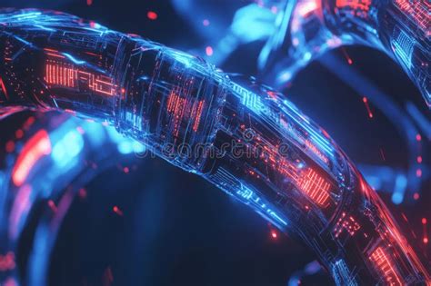 Abstract Futuristic Dna Strand Made Of Glowing Circuits Cybernetic Biotech Theme High Tech