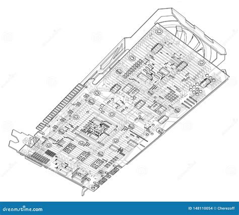 Gpu Card Outline Vector Stock Vector Illustration Of Cryptographic