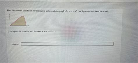 Solved Find The Volume Of Rotation For The Region Underneath