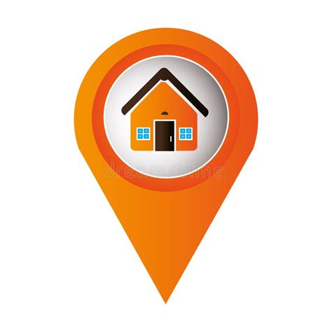 Оранжевые Gps указателя значка метки с круговым домом фасада кнопки