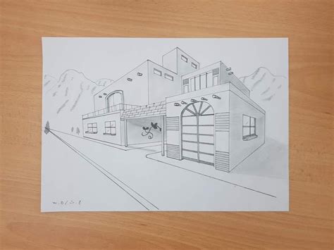 رسم منزل باستخدام نقطتين المنظور Draw A House Using Two Perspective