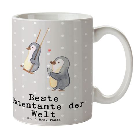 Mr And Mrs Panda Tasse Pinguin Beste Patentante Der Welt Grau Pastell