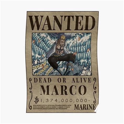 Bounty Marco The Fenix One Piece Wanted Poster Poster Von Onepiecewanted Redbubble