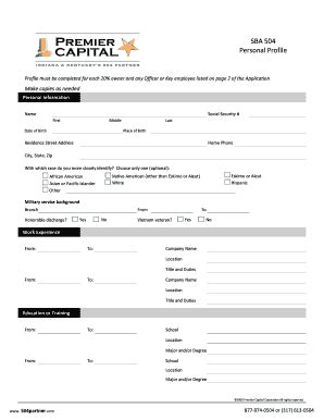 Fillable Online Profile Spread Sheetxls Fax Email Print PdfFiller