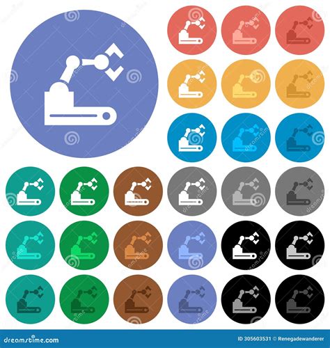 Robotic Arm Round Flat Multi Colored Icons Stock Vector Illustration