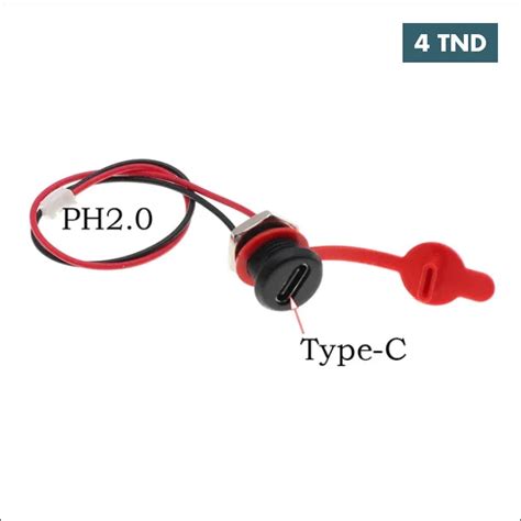 Connecteur Usb C 2pin Type C à Ph20 Avec Plaque à Pression Décrou