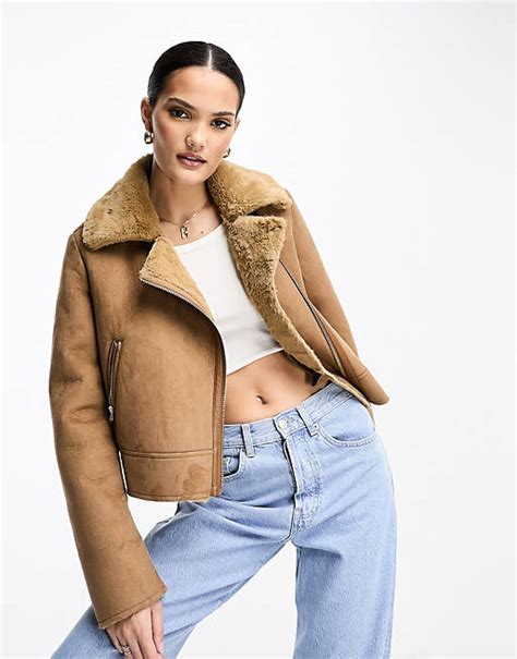 Stradivarius Blouson Aviateur Court Marron Asos