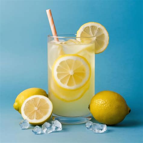 A Glass Of Lemonade With Lemons And A Straw Premium Ai Generated Image