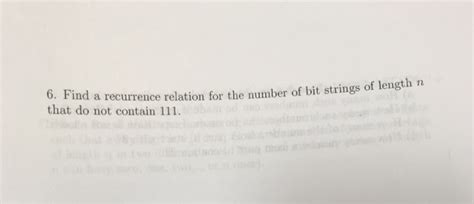 Solved Find A Recurrence Relation For The Number Of Bit