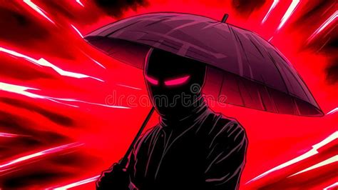Superhero Using Umbrella As Shield In Red Background Stock Image