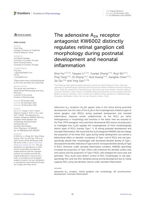 Pdf The Adenosine A2a Receptor Antagonist Kw6002 Distinctly Regulates