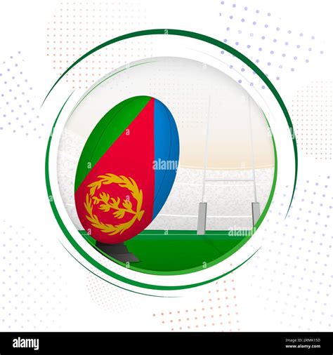 Flag Of Eritrea On Rugby Ball Round Rugby Icon With Flag Of Eritrea