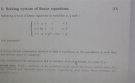 Solved Solving System Of Linear Equations Following Chegg