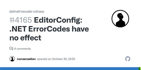 EditorConfig NET ErrorCodes Have No Effect Issue 4165 Dotnet