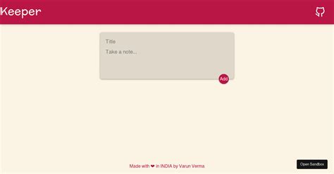 Keeper Notes App Codesandbox