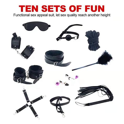 10pcs Fetish Kits Bed Restraints Bondage Plush Pu Sexy Flirting Alternative Toys Tied Bdsm