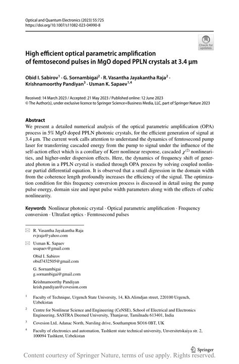 High Efficient Optical Parametric Amplification Of Femtosecond Pulses In Mgo Doped Ppln Crystals
