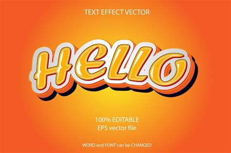 Premium Vector | Text effect editable hello orange color