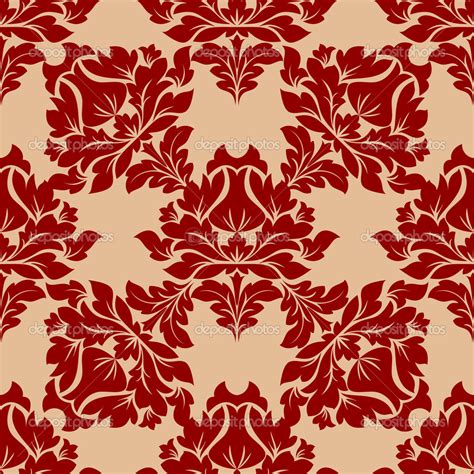 Estilo Damasco padrão floral em vermelho Vetor de Stock Seamartini