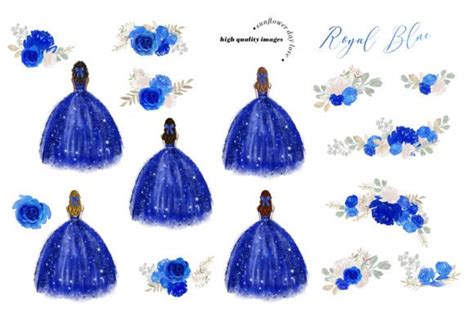 Elegant Royal Navy Gold Princess Dress Clipart Ph