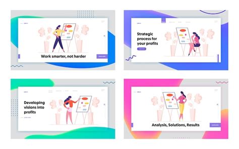 Premium Vector Workflow Algorithm Landing Page Template Set