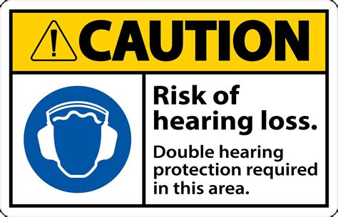 Caution Double Hearing Protection Sign On White Background 11125045