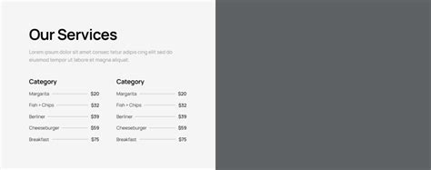 29 Elementor Price List Sections