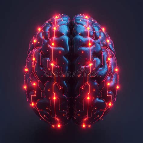Digital Brain with Glowing Circuits Representing Neural Connections ...