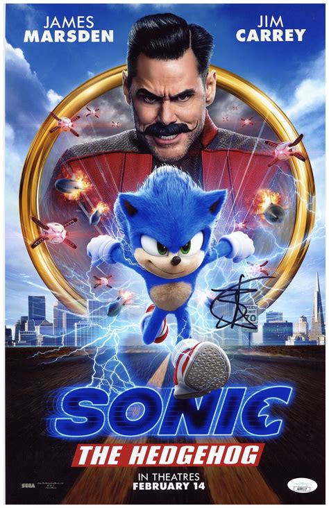 Ben Schwartz Autographed 11x17 Sonic The Hedgehog Movie Mini Poster Si