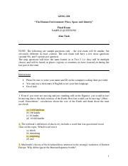 GEOG Sample Exam Questions Pdf GEOG The Human Environment Place Space And Identity