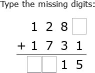 IXL Add Numbers Up To Four Digits Fill In The Missing Digits Year Maths Practice