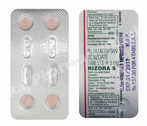 Rizatriptan 5 Mg Tablets Rizora At ₹ 95 Stripe Rizatriptan Tablet In