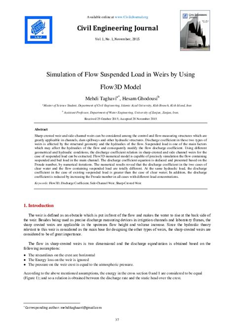 Simulation Of Flow Suspended Load In Weirs By Using Flow3d Model