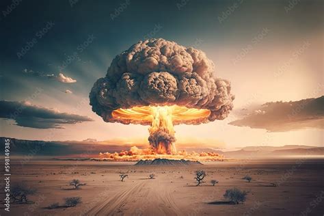 Devastating Mushroom Cloud From Massive Nuclear Bomb Explosion
