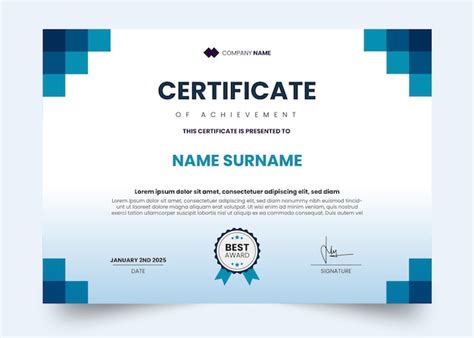 Modèle De Certificat Bleu Dégradé Simple Et Moderne PSD Premium