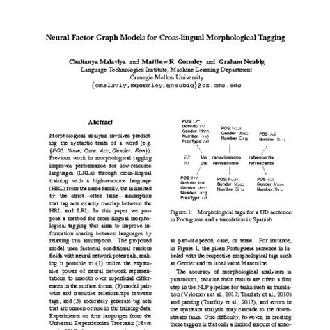 Neural Factor Graph Models For Cross Lingual Morphological Tagging Acl Anthology