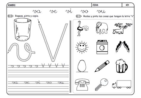 Lecto escritura método Boo letra V Material de Aprendizaje