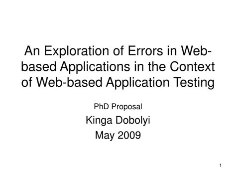 ppt an exploration of errors in web based applications in the context
