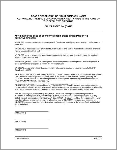 Corporate Resolution Authorized Signers Template Template 1 Resume
